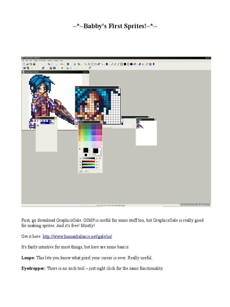 GraphicsGale Sprite Creation Guide | PDF | Graphics | Computer Graphics