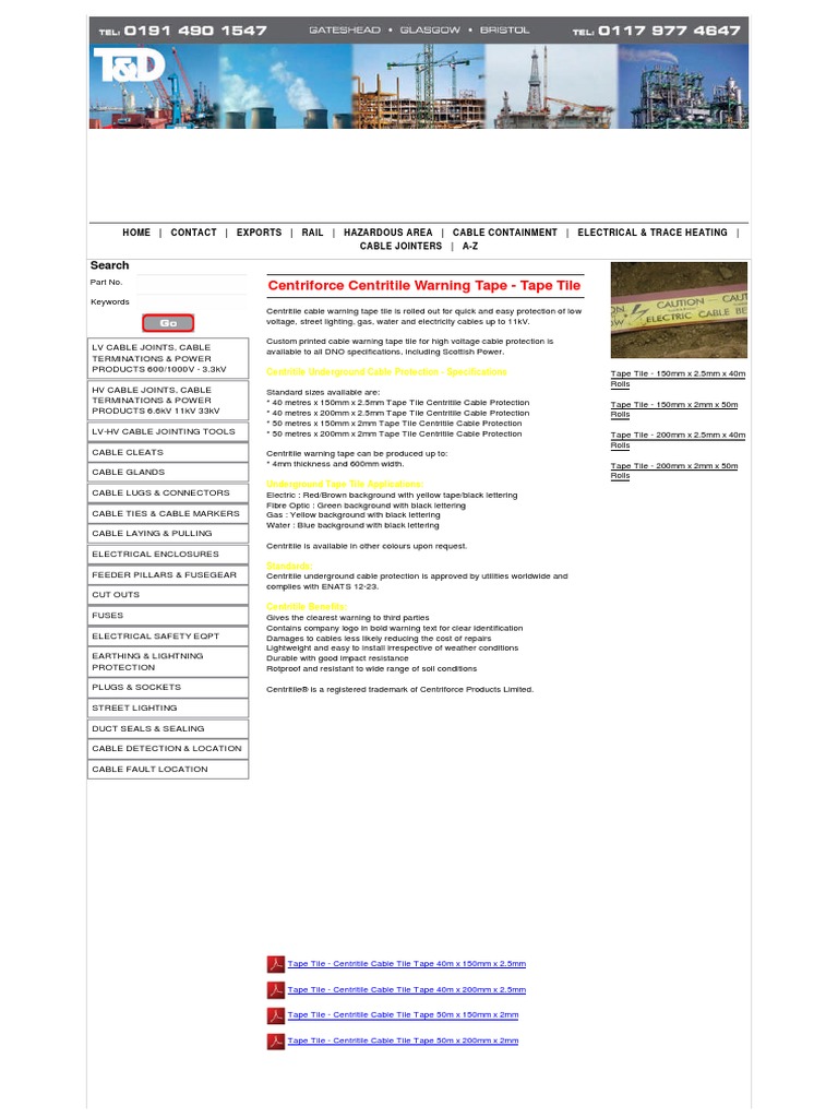 Centritile, Tape Tile, Cable Tile Tape, Cable Warning Tape, HV Cabl ...