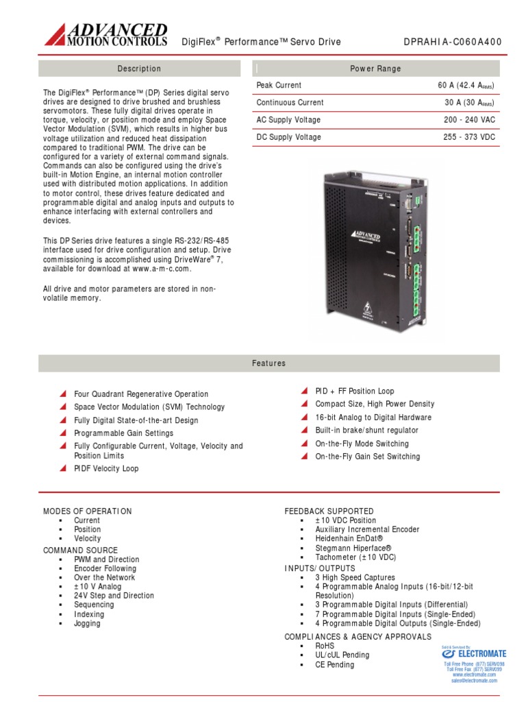 Advanced Motion Controls Dprahia-C060a400 | PDF | Alternating Current | Manufactured Goods