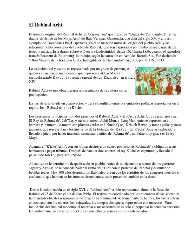 El Rabinal Achí | PDF | Pueblos indígenas de América Central | Pueblos mayas