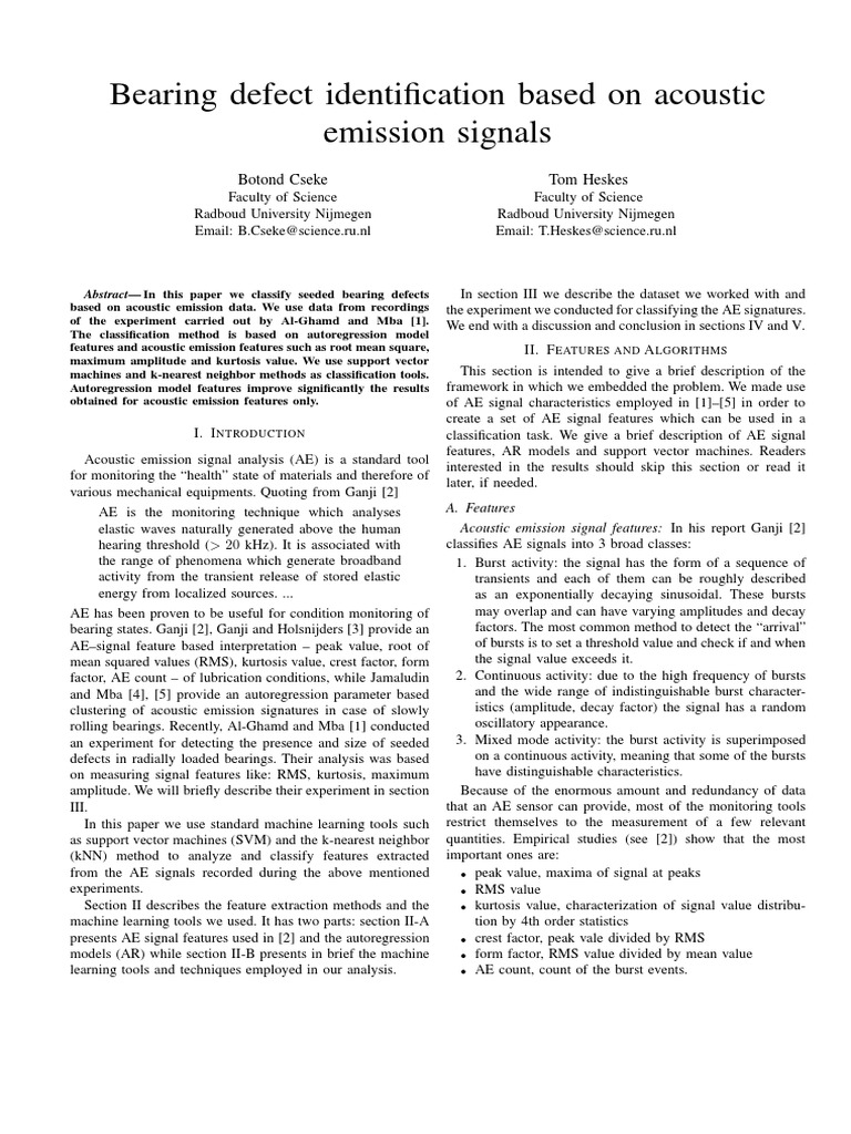 Bearing Defect Identification | PDF | Support Vector Machine ...