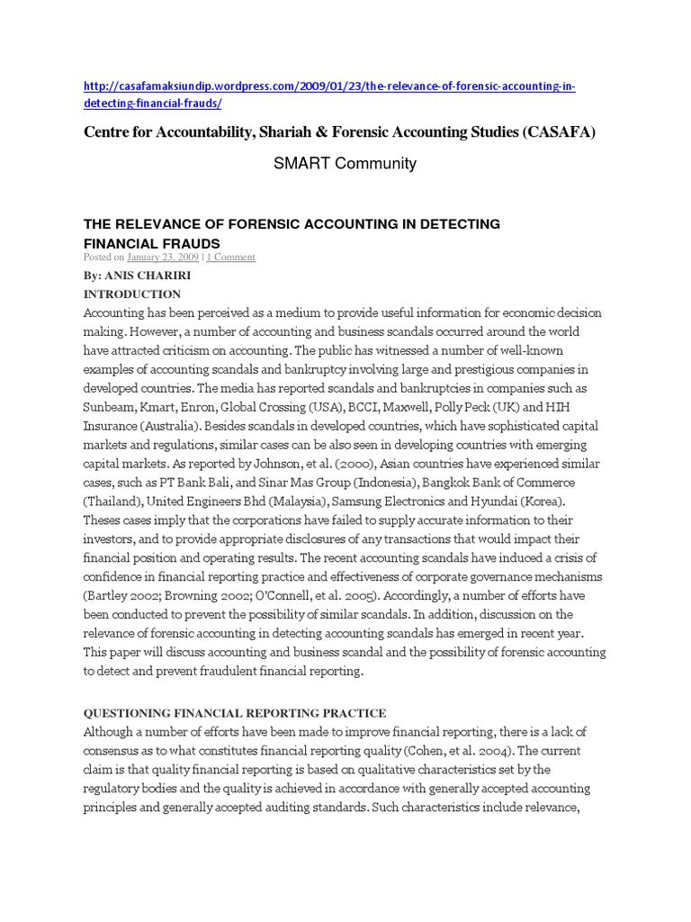 Forensic Accounting's Role in Fraud Detection | PDF | Audit | Fraud