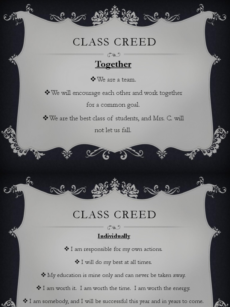 Class Creed: Teamwork and Individual Success | PDF | Self-Improvement ...