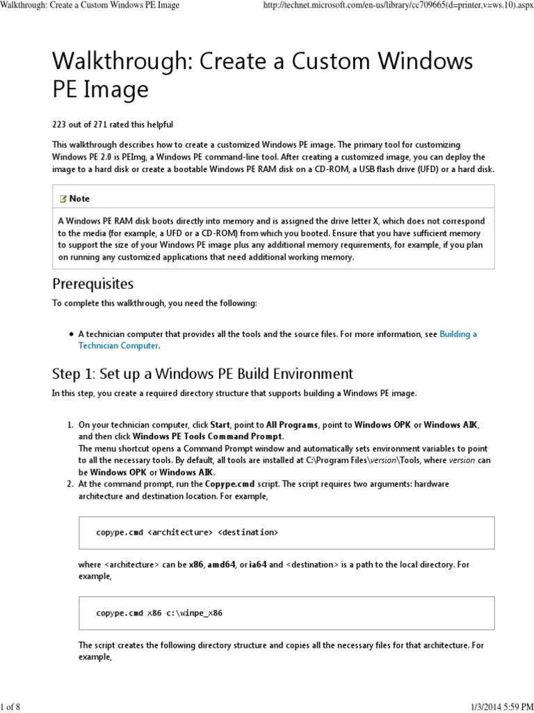 Walkthrough Create A Custom Windows Pe Image Pdf Computer