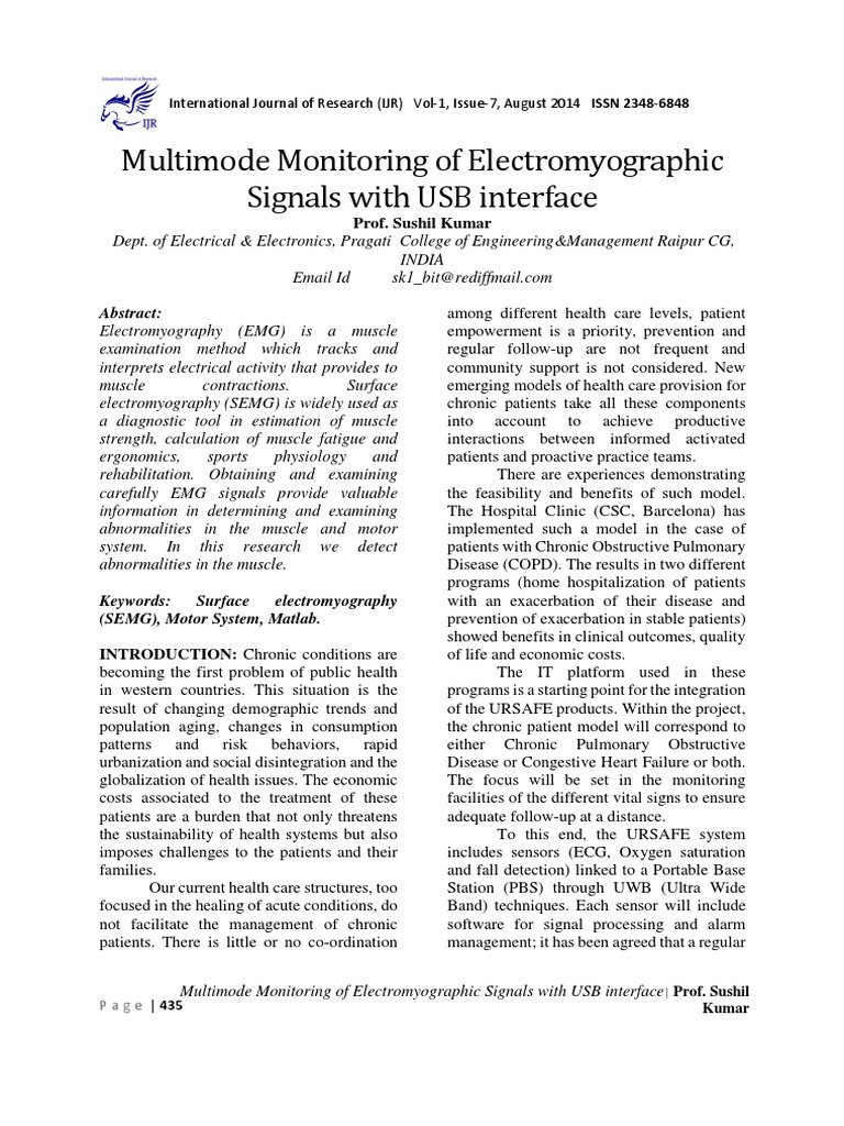 Multimode Monitoring of Electromyographic Signals With USB Interface by ...