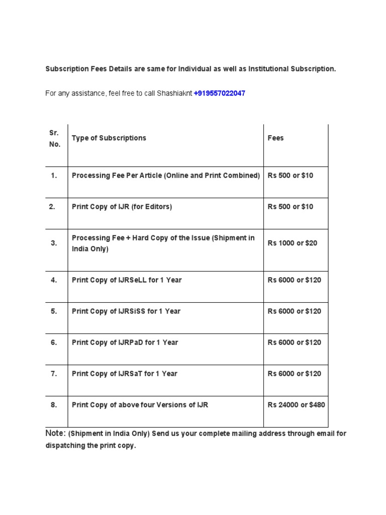 Processing Fee and Subscription Charges | PDF | Finance & Money Management