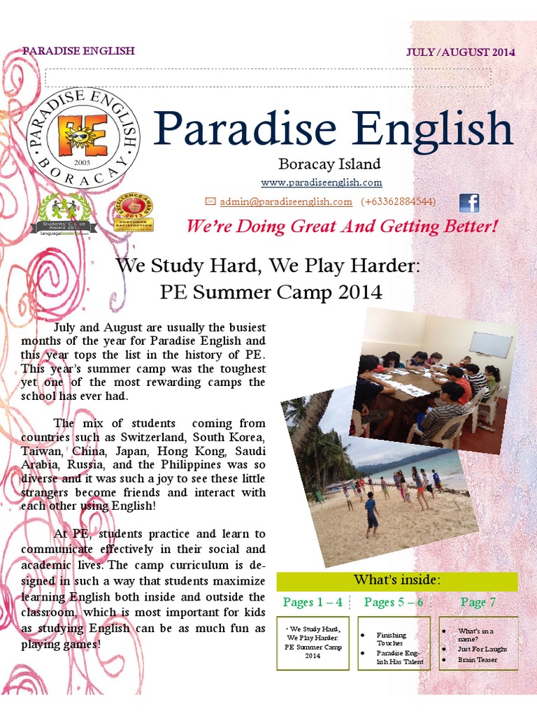 PE Newsletter (July-August) | PDF | Chinese Martial Arts | Leisure