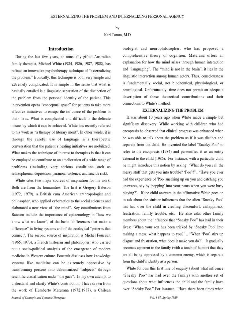 Karl Tom- Externalize_ The_prob | Psychotherapy | Schizophrenia