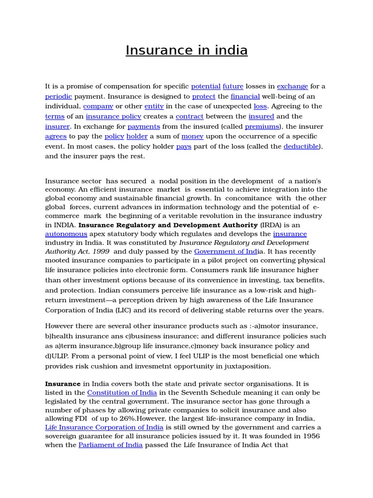 Insurance in India | PDF | Insurance | Life Insurance