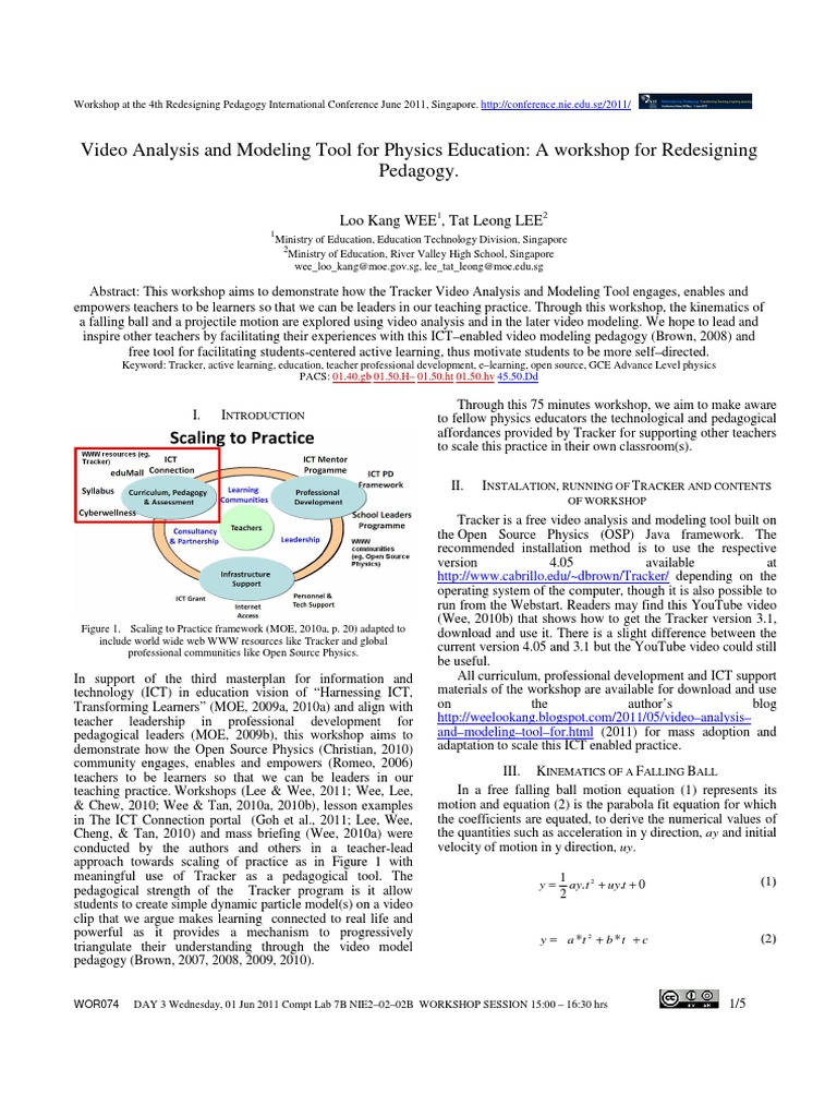 Video Analysis and Modeling Tool For Physics Education: A Workshop For ...