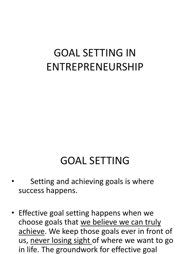 Goal Setting in Entrepreneurship | PDF