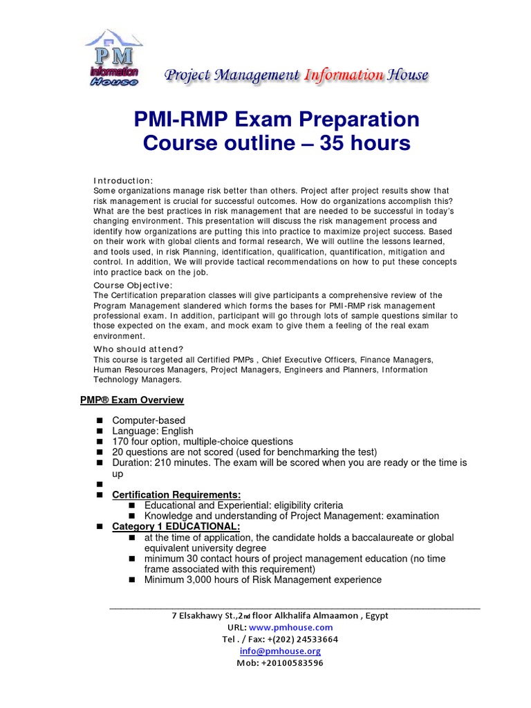 PMI-RMP Exam Preparation-V1 | PDF | Risk Management | Risk PMI-RMP Exam Preparation-V1 | PDF | Risk Management | Risk