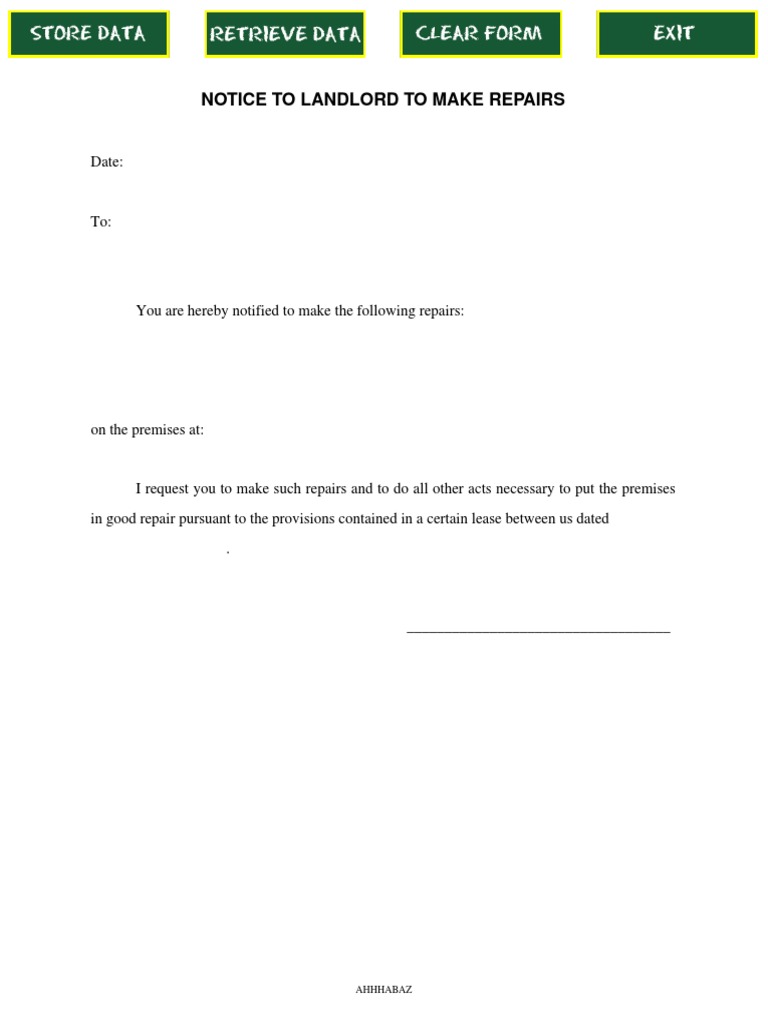 Tenant Repair Request Notice | PDF