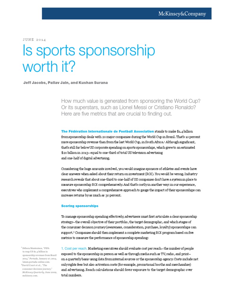 Sports Sponsorship Is It Worth It | PDF | Sponsor (Commercial) | Return ...
