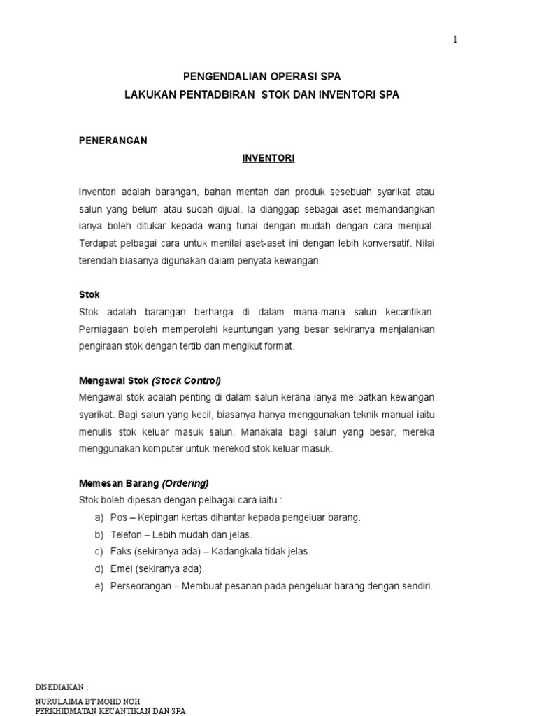 Pentadbiran Stok Dan Inventori | PDF