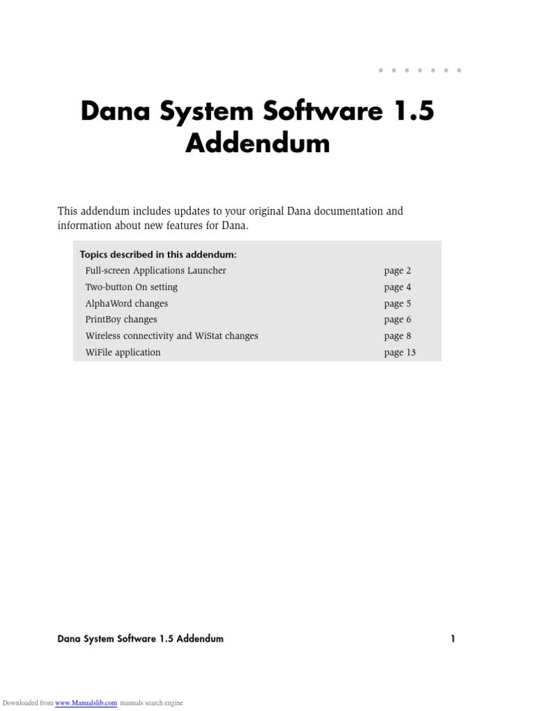 Dana System Software 1.5 Addendum | PDF | Wireless Access Point ...