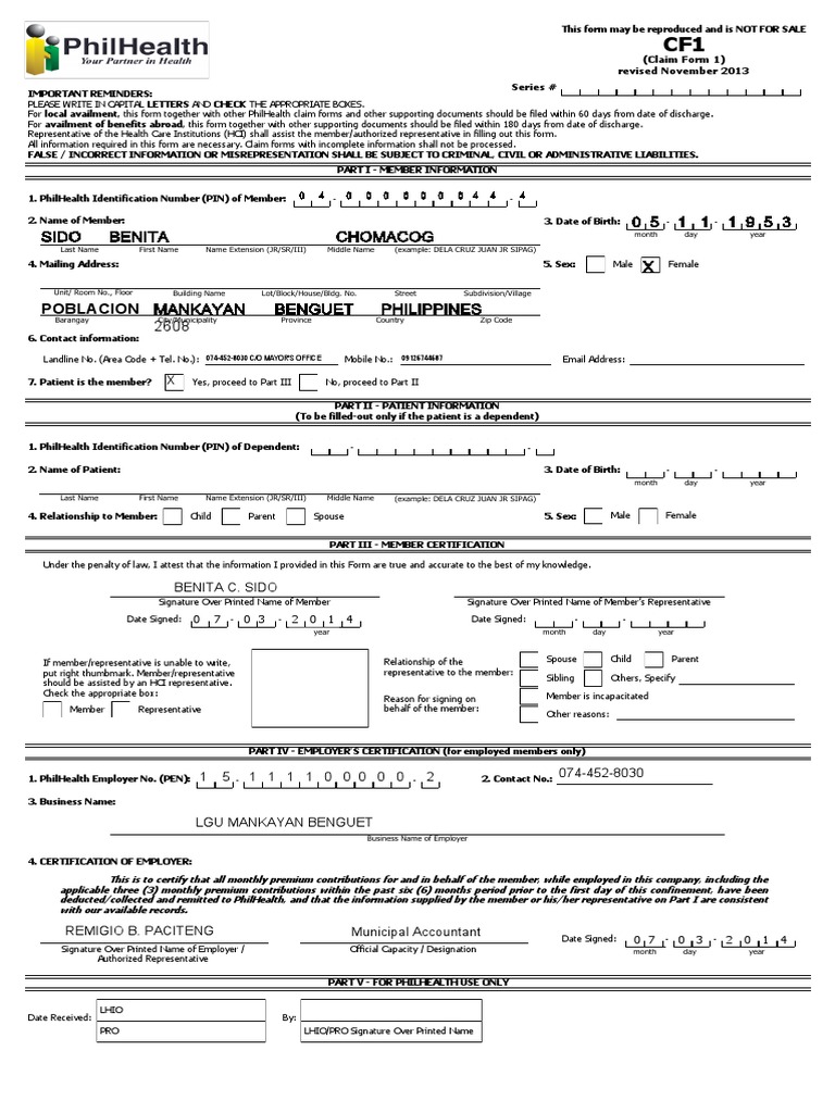 PhilHealth_ClaimForm1 | Address (Geography) | Government Information