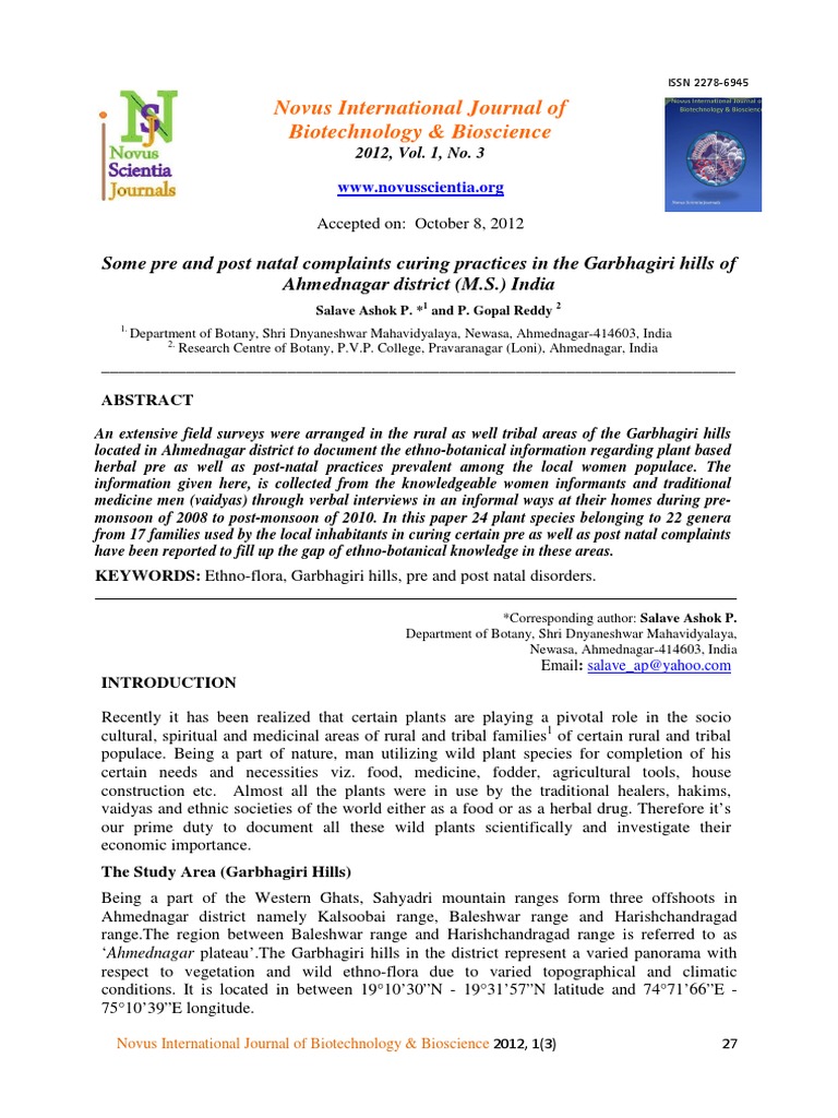 Novus International Journal of Biotechnology & Bioscience | PDF ...