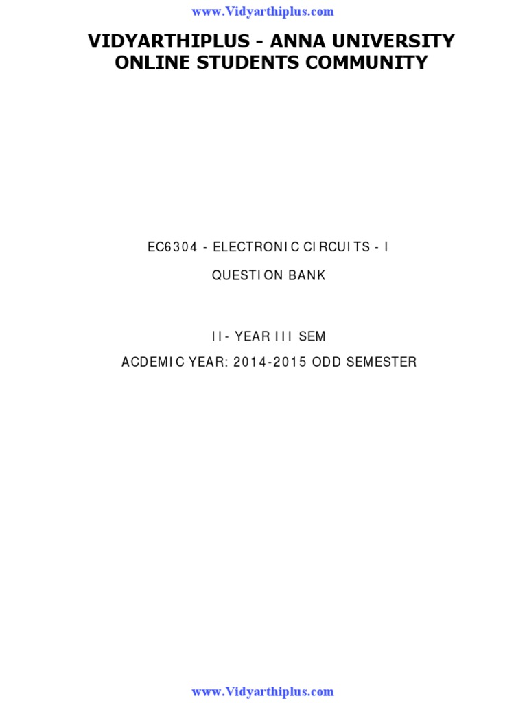 EC6304 Electronic Circuits I Question Bank | PDF | Field Effect Transistor | Amplifier
