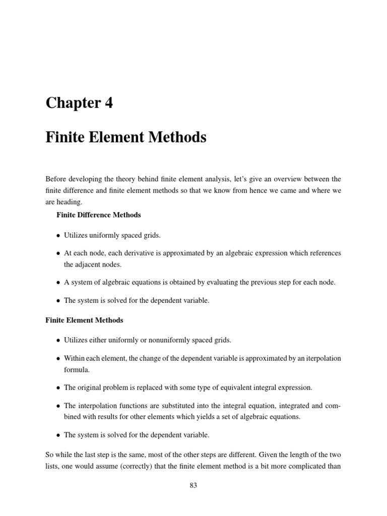 Finite Element Method Chapter4 Finite Element Method Finite Difference