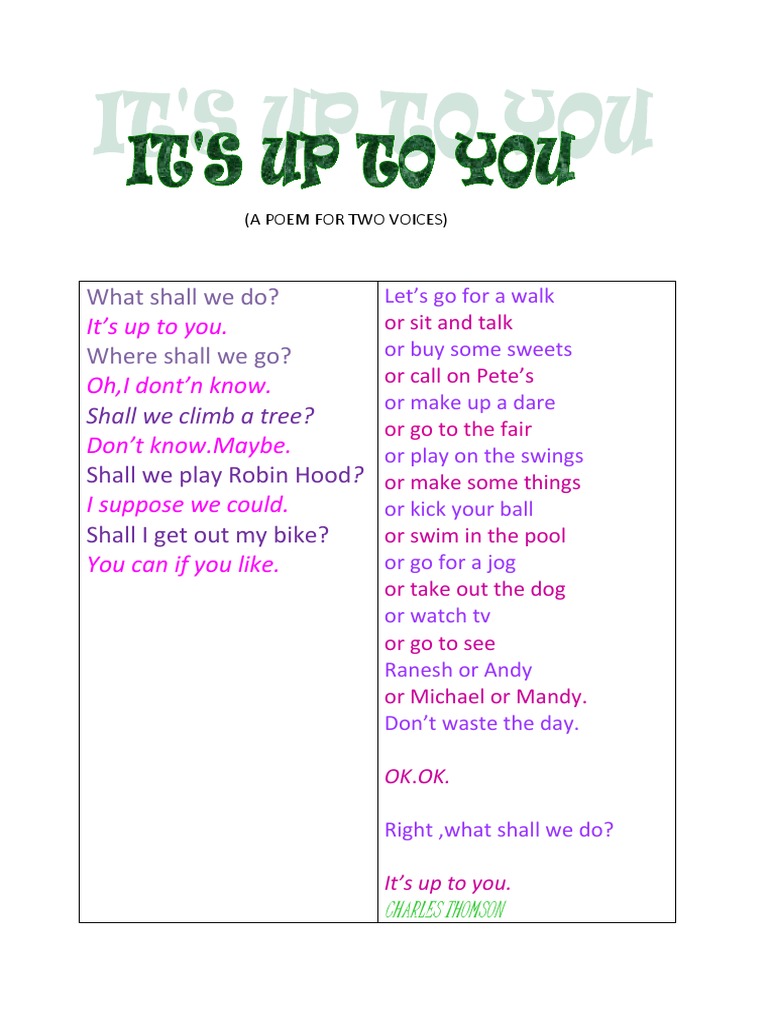 A Poem For Two Voices | PDF