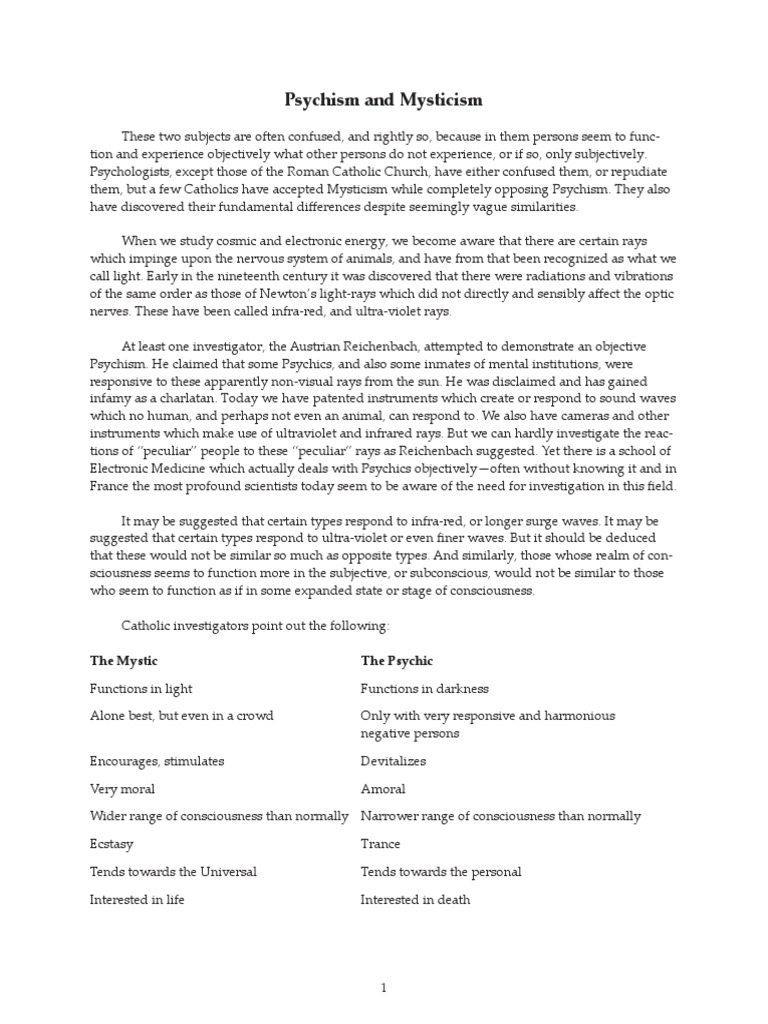 Psychism and Mysticism: The Mystic The Psychic | Download Free PDF ...