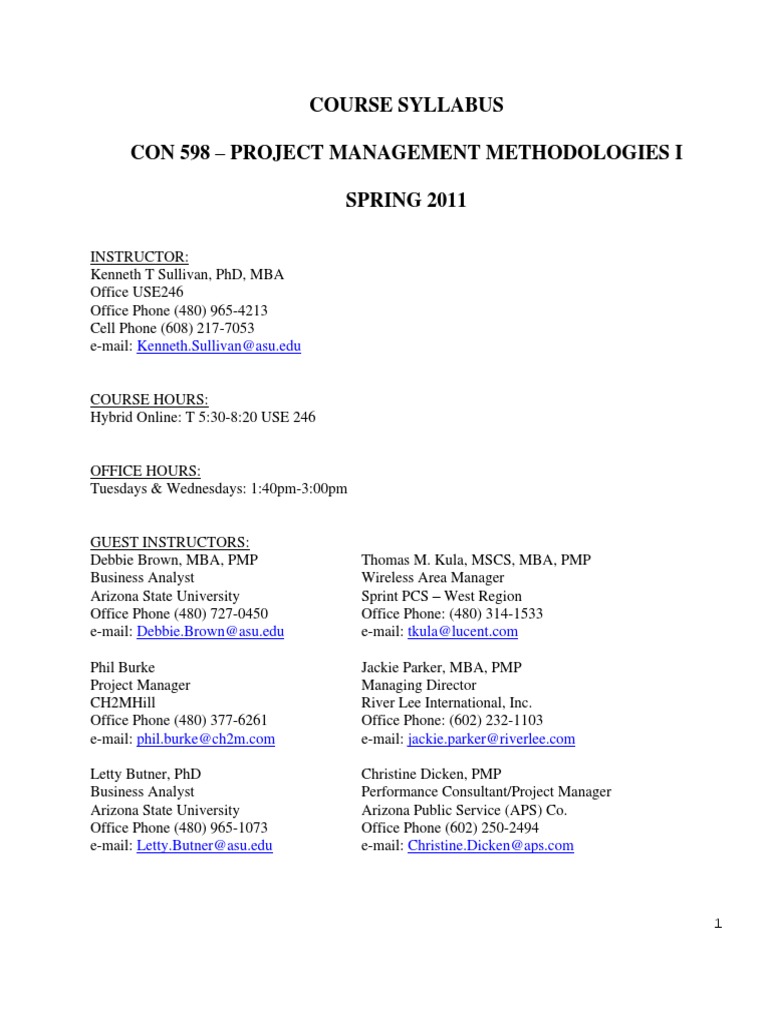Project Management Methodologies Syllabus | PDF | Academic Dishonesty ...