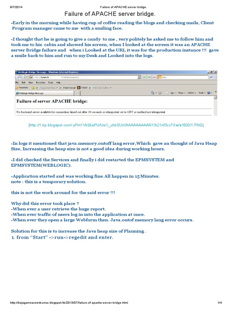 Failure of APACHE Server Bridge | PDF | Java (Programming Language) | Software
