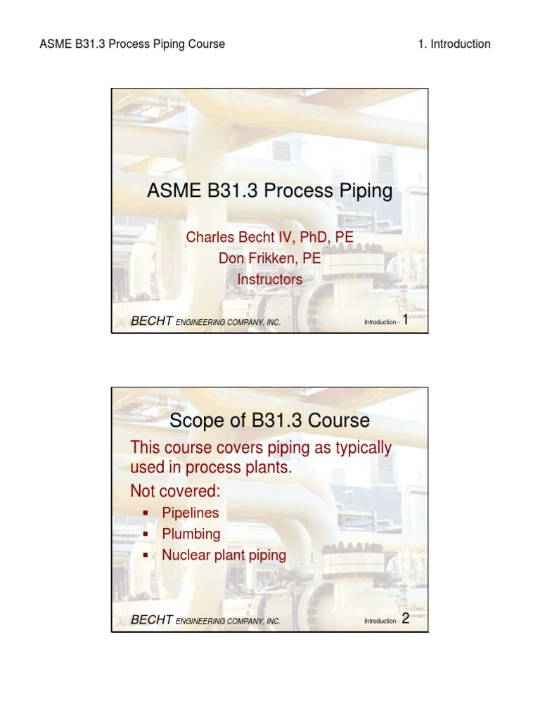 B31.3 Process Piping Course - 01 Introduction | PDF | Pipe (Fluid ...