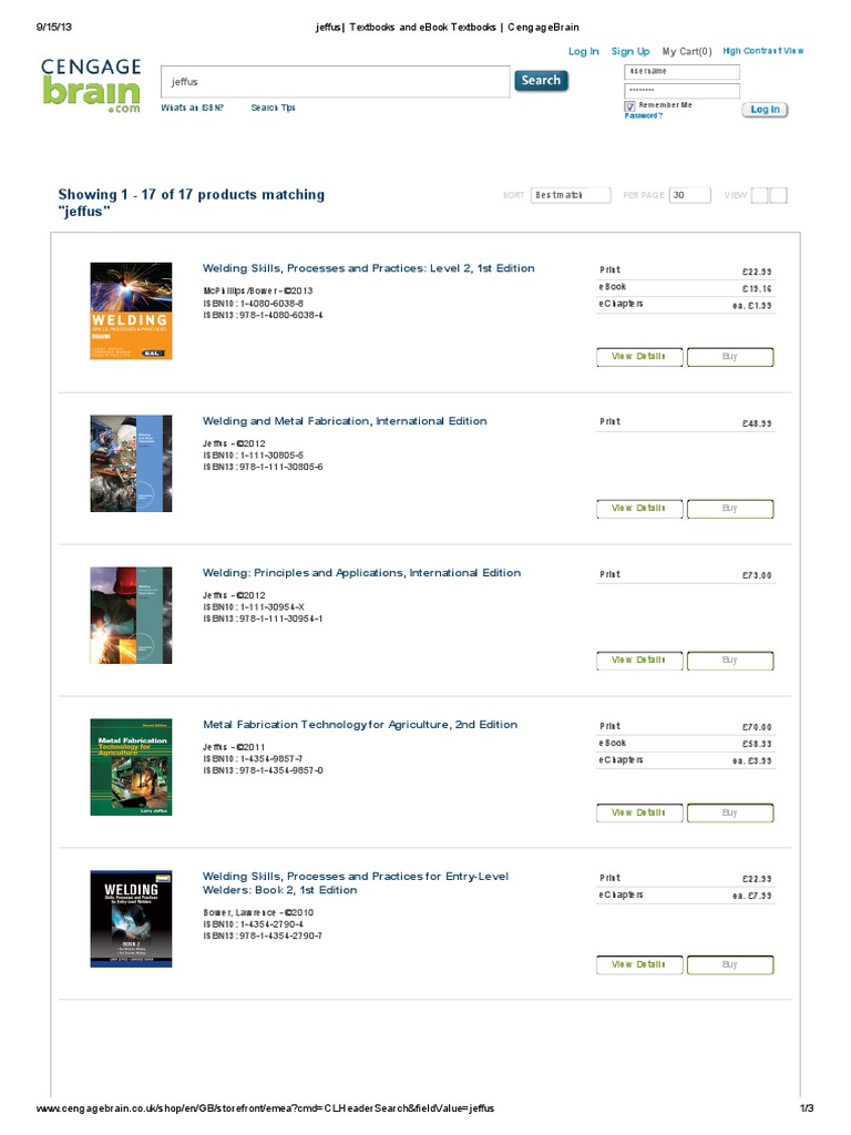 Jeffus - Textbooks and Ebook Textbooks - CengageBrain | PDF | Welding ...