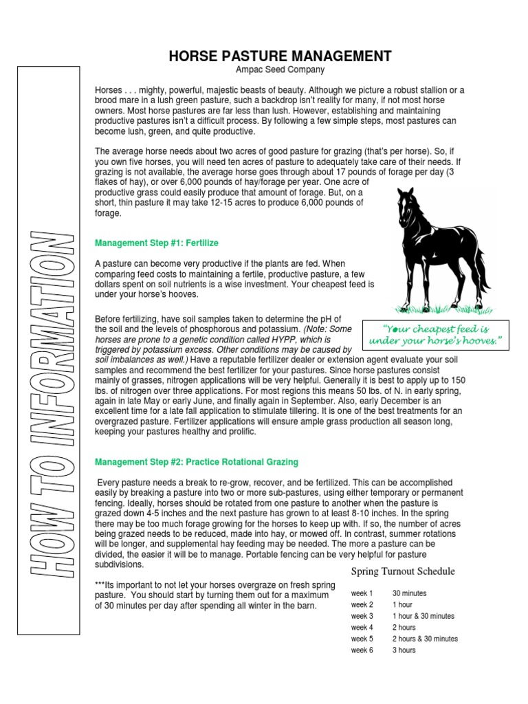 Horse Pasture Management | PDF | Grazing | Hay