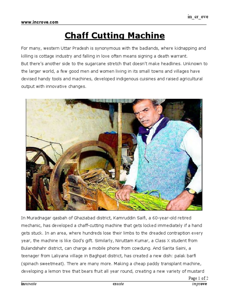 Chaff Cutting Machine | PDF