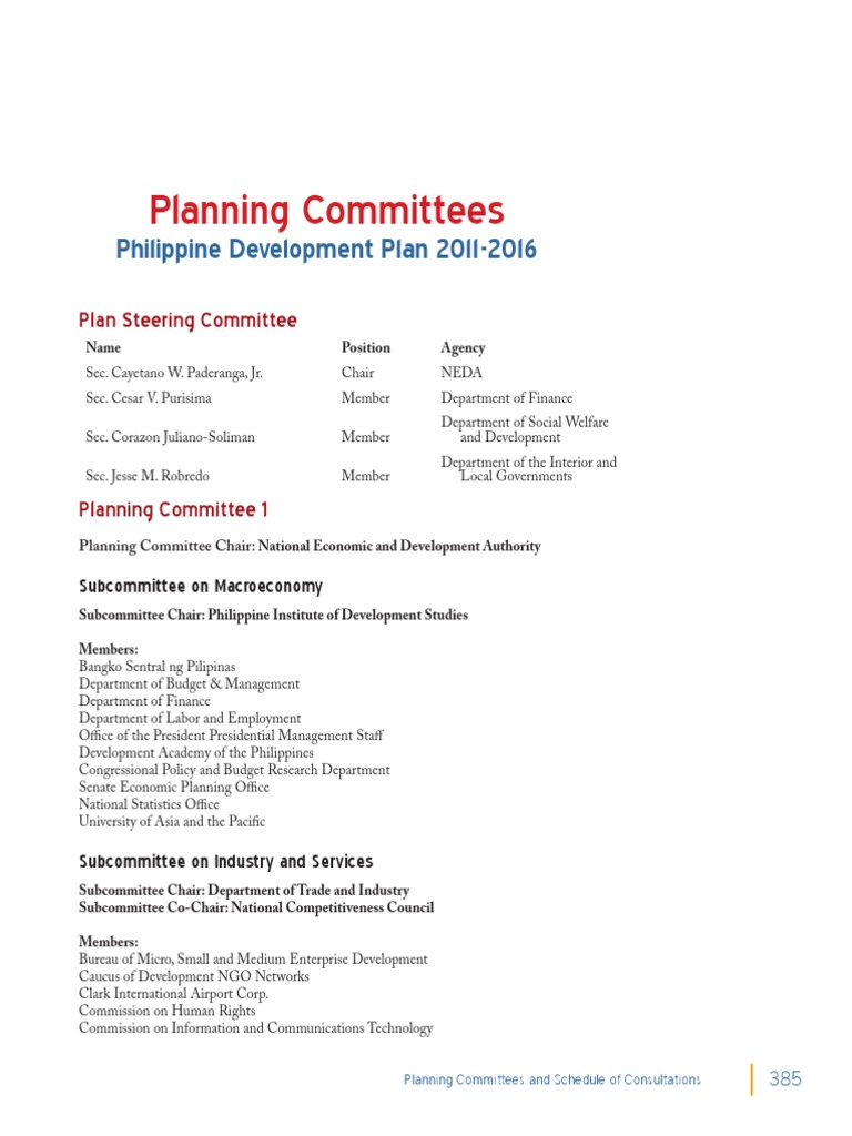 Planning Committees: Philippine Development Plan 2011-2016 | PDF ...