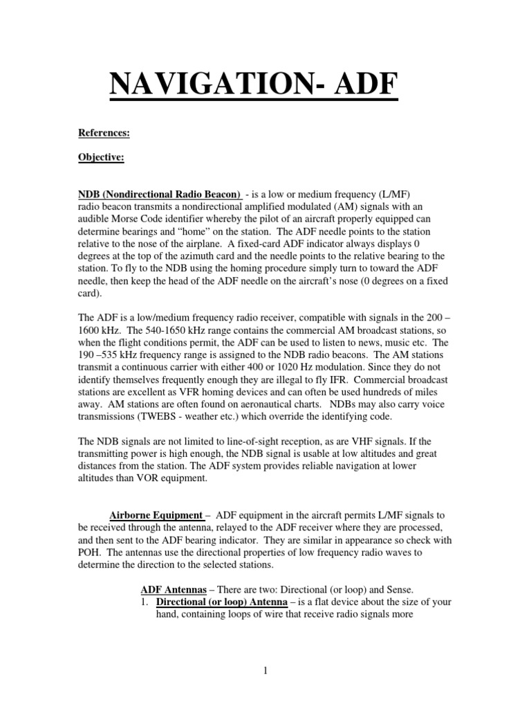 Navigation ADF Brief | PDF | Telecommunications Engineering ...