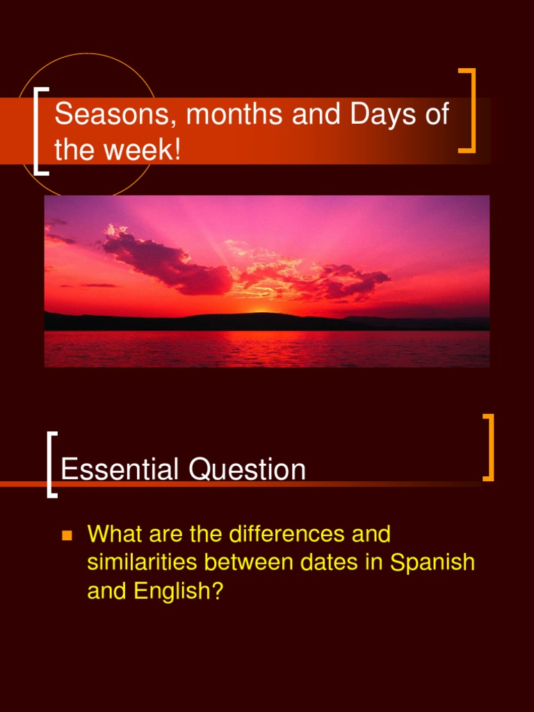 Fechas en español e inglés: días y meses | PDF | Artes del Lenguaje y ...
