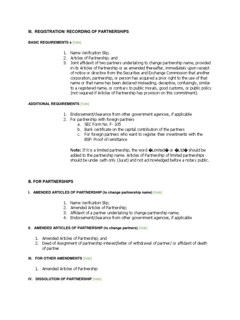 Partnership Registration Requirements Guide | PDF