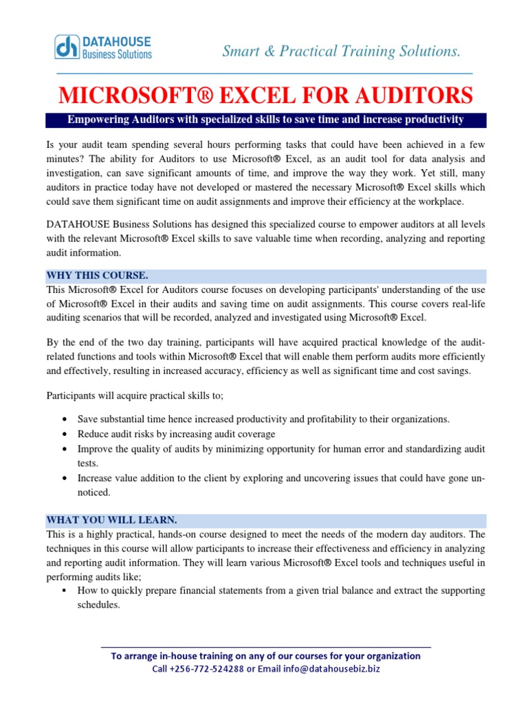 Excel For Auditors Sept, 2014 | PDF | Audit | Microsoft Excel