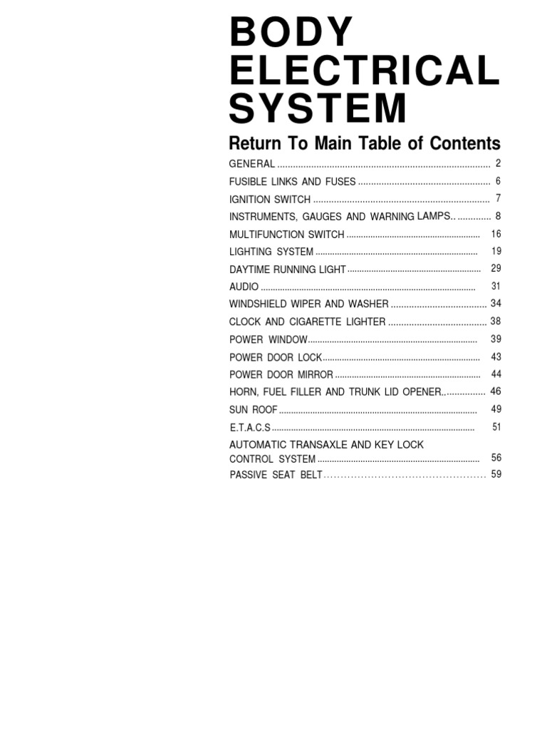 Body Electrical System | PDF | Electrical Connector | Fuse (Electrical)
