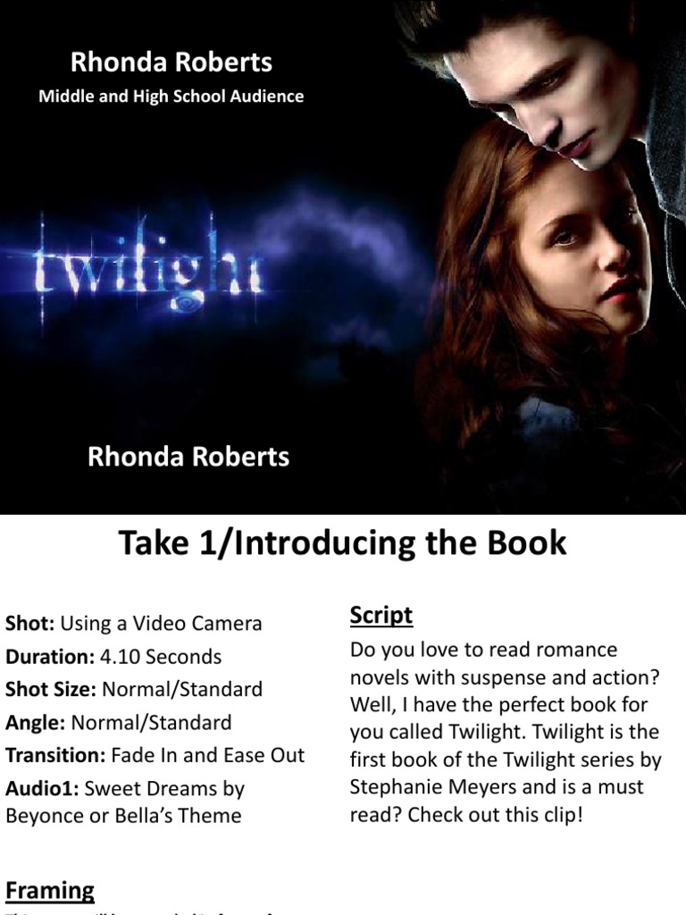 Book Trailer Storyboard | PDF | Twilight (Meyer Novel) | Leisure