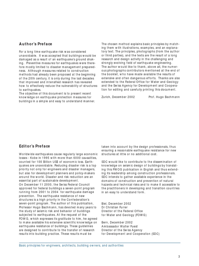 Author's Preface: Basic Principles For Engineers, Architects, Building Owners, and Authorities ...
