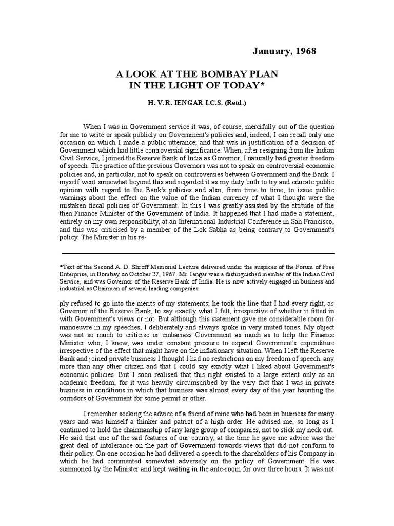 Revisiting the Bombay Plan's Legacy | PDF | Capitalism | Economic ...