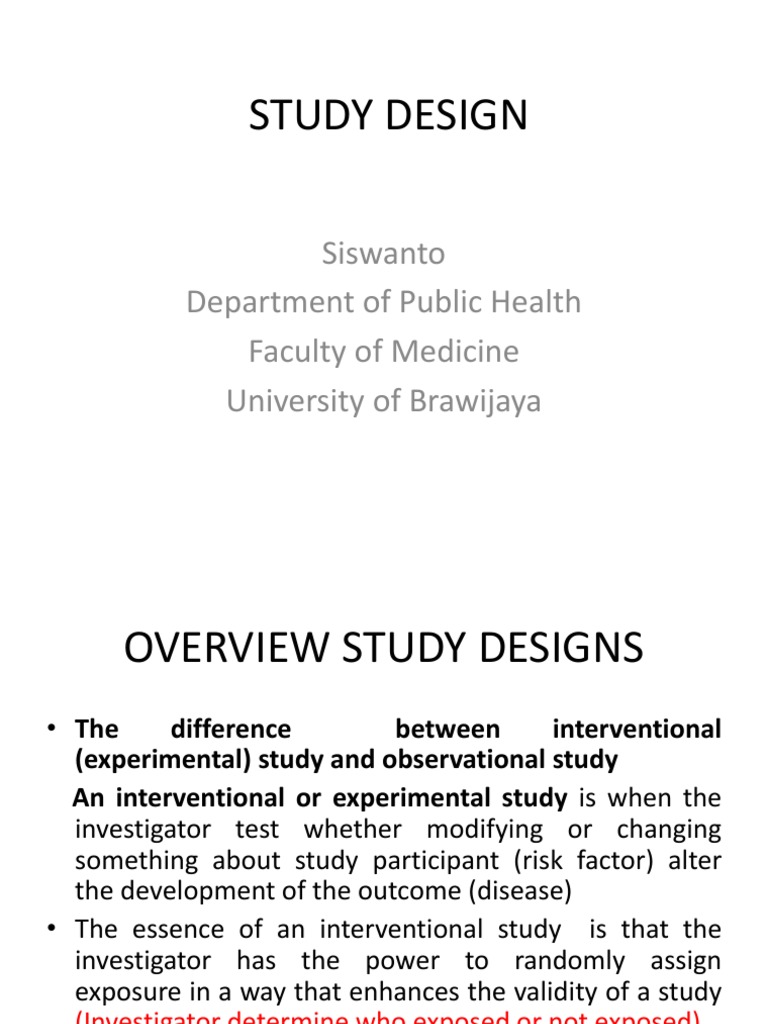 Epidemiological Study Designs | PDF | Cohort Study | Medical Humanities