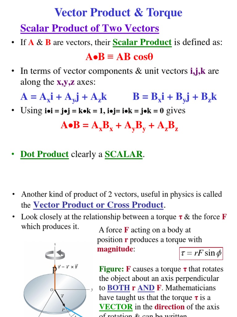 Dot and Cross Product Explained | PDF | Euclidean Vector | Torque