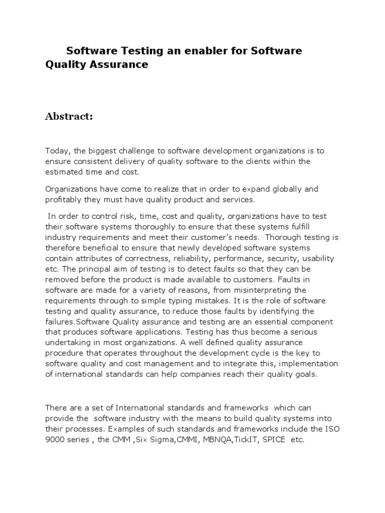 Software Testing An Enabler For Software Quality Assurance | PDF ...