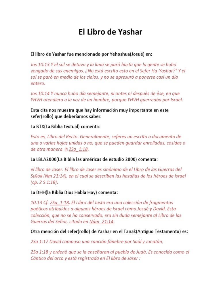 El Libro de Yashar en la Biblia | PDF