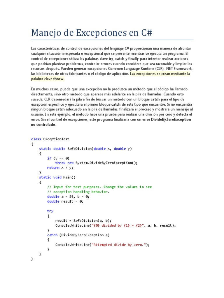 Manejo de Excepciones en C | PDF | Ciencias de la Computación | Áreas de informática