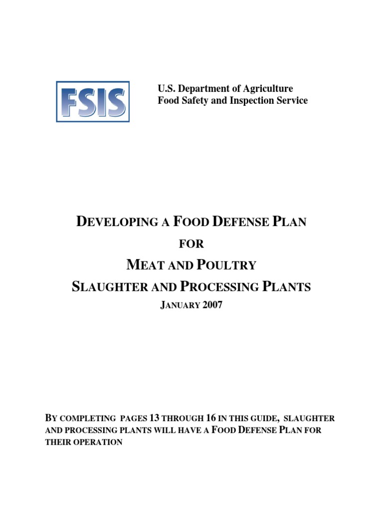 USDA Food Defense Plan | Food Safety | Hazard Analysis And Critical ...