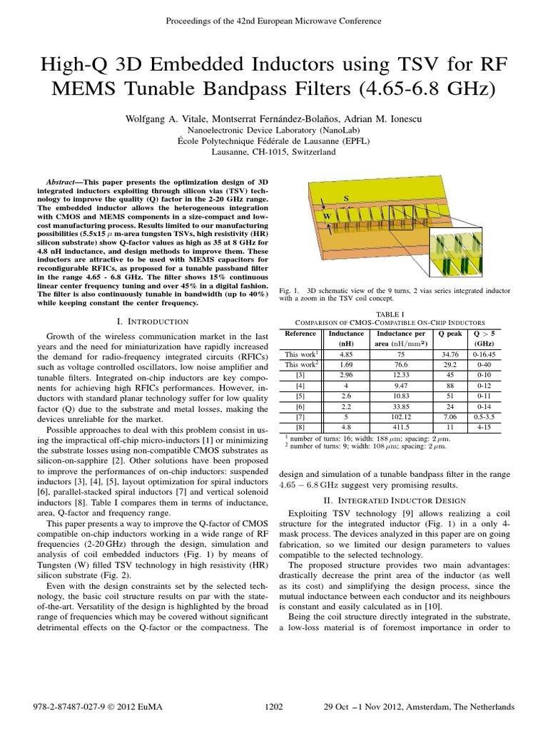 3d TSV Inductor - Mems RF | PDF | Inductor | Inductance