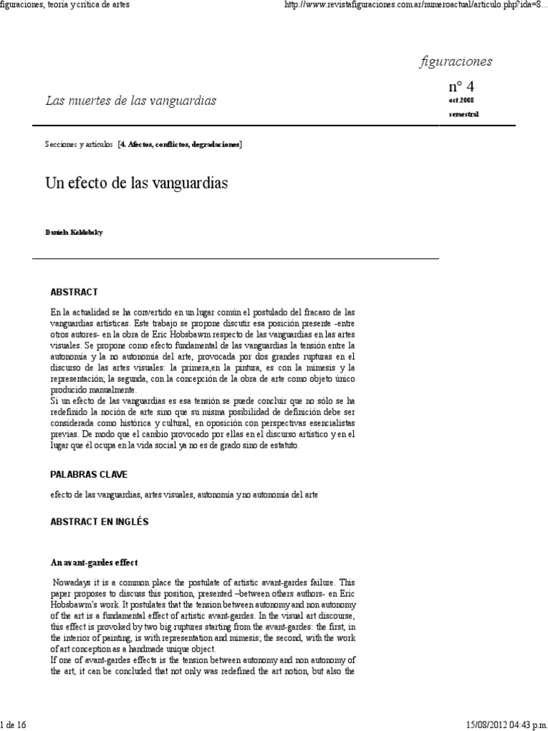 Efectos de las vanguardias en el arte | PDF | Vanguardia | Pinturas