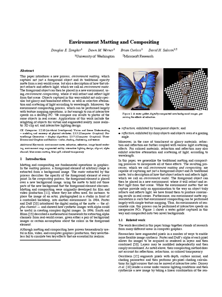 Environment Matting and Compositing | PDF | Rendering (Computer Graphics) | Texture Mapping